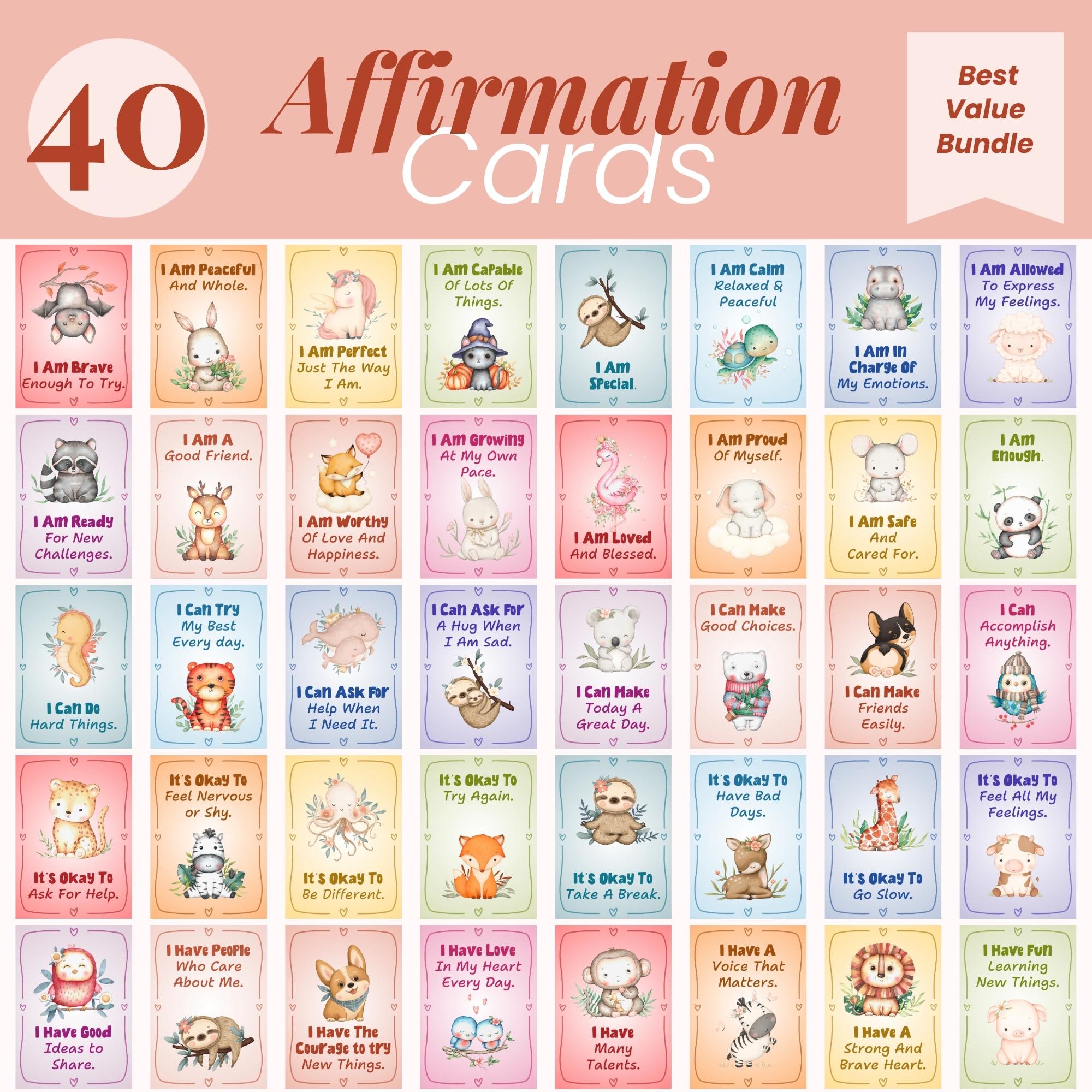 40 Affirmation Cards for Kids, Encouragement Cards, Positive ...