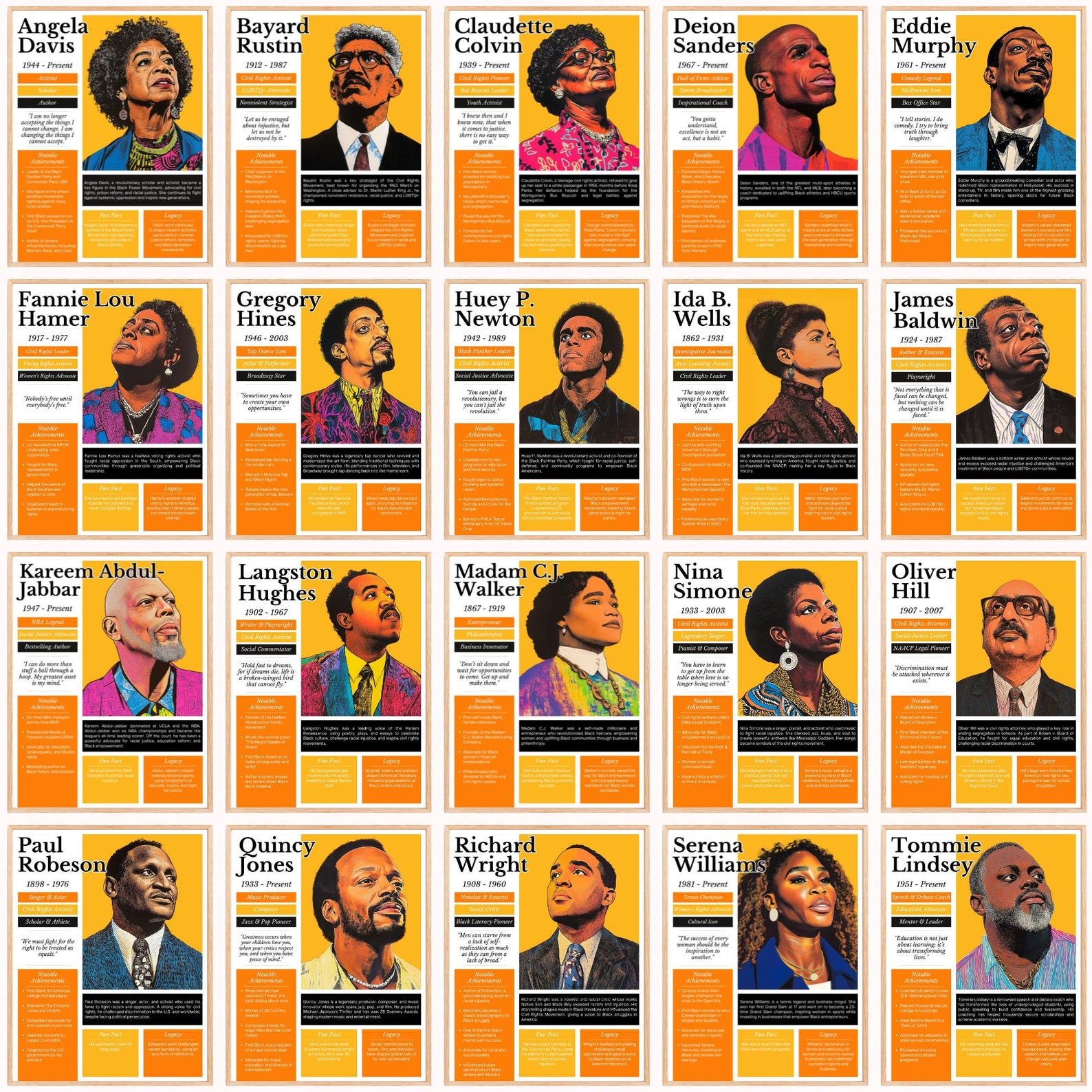 120 African American Icons Black History Month Posters, Juneteenth ...
