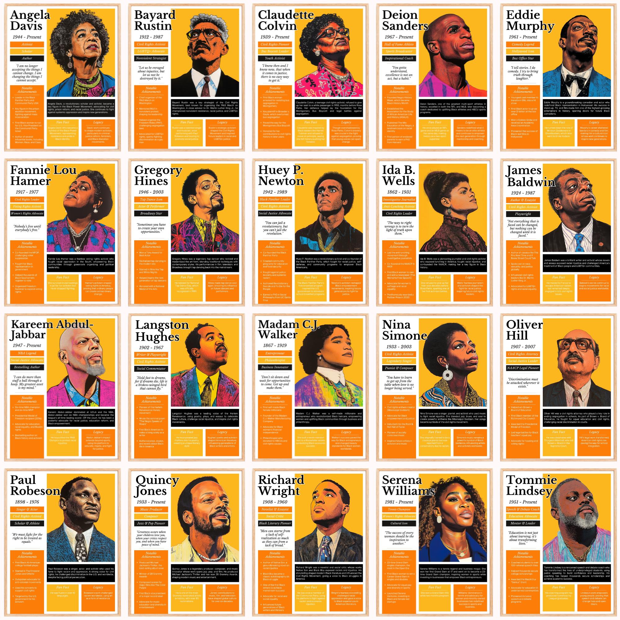 120 African American Icons Black History Month Posters, Juneteenth ...