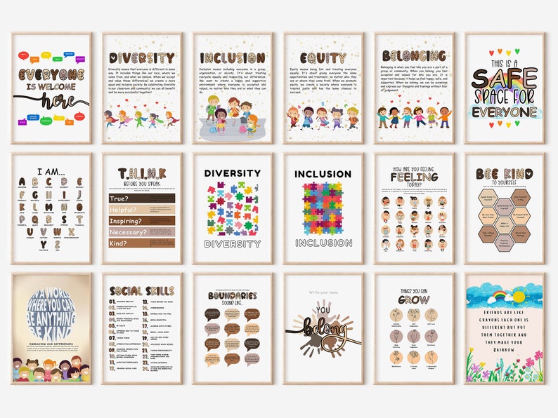 35 Diversity Poster Set, Inclusive Posters, Inclusive Classroom Poster ...