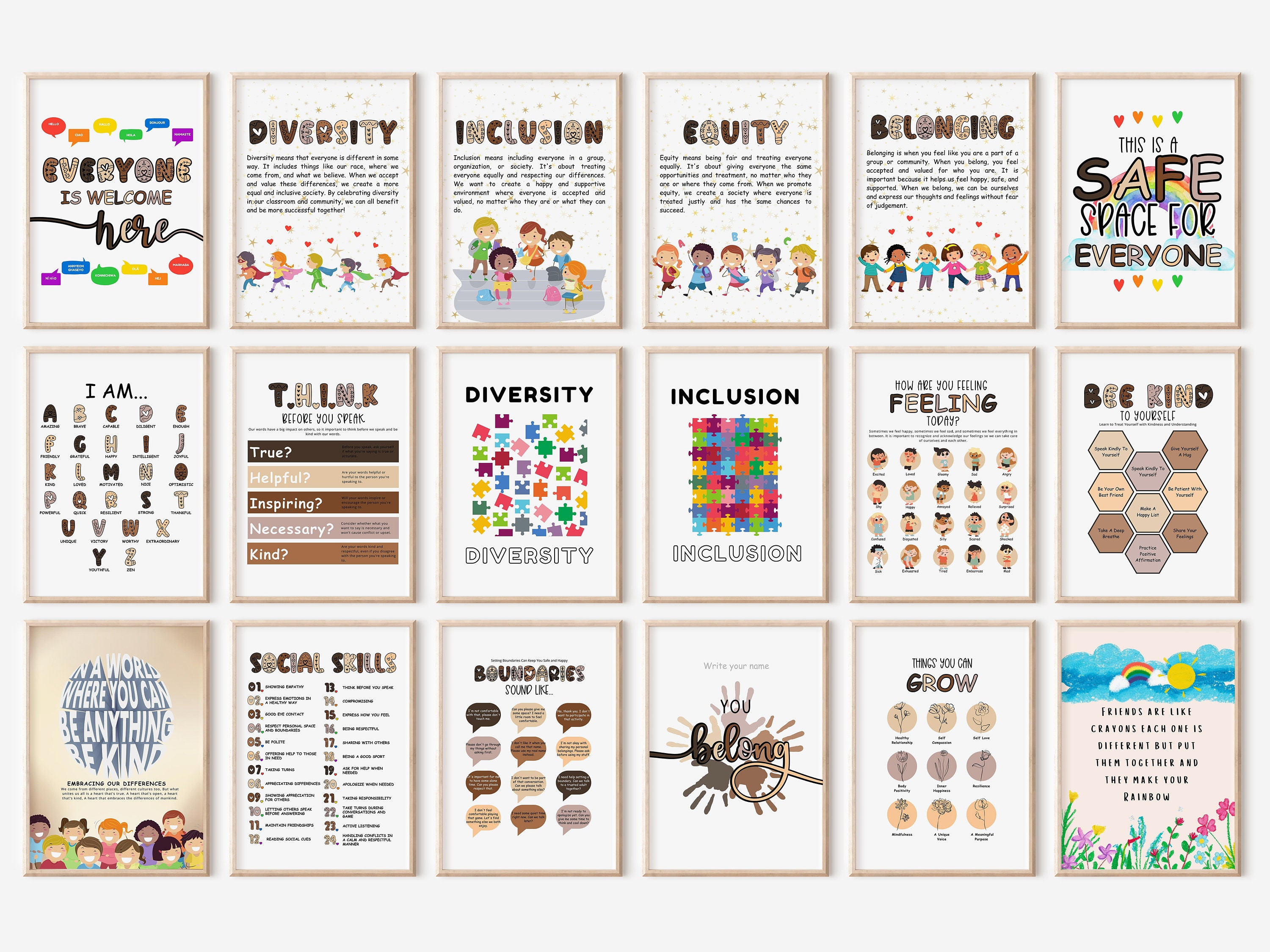 35 Diversity Poster Set, Inclusive Posters, Inclusive Classroom Poster ...