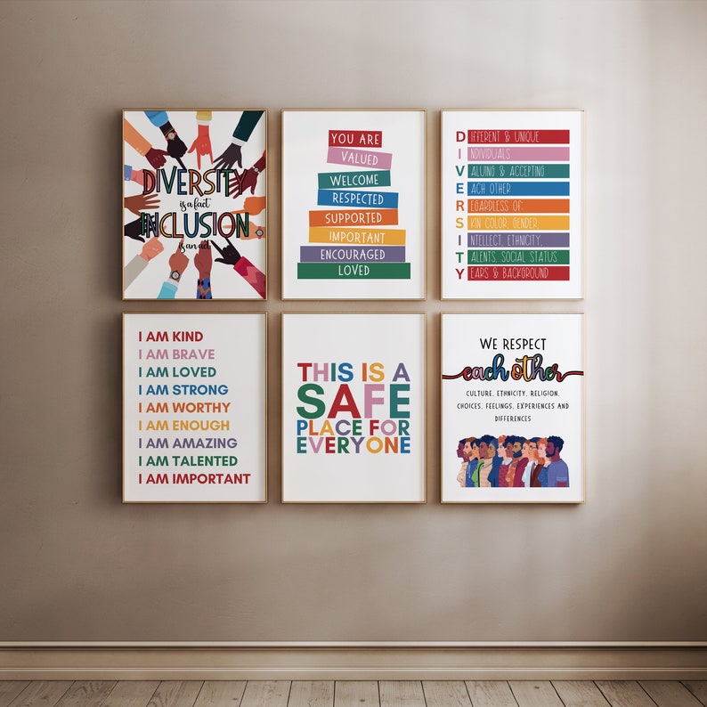 Set of 12 Diversity and Inclusion Posters, School Counselor Office ...