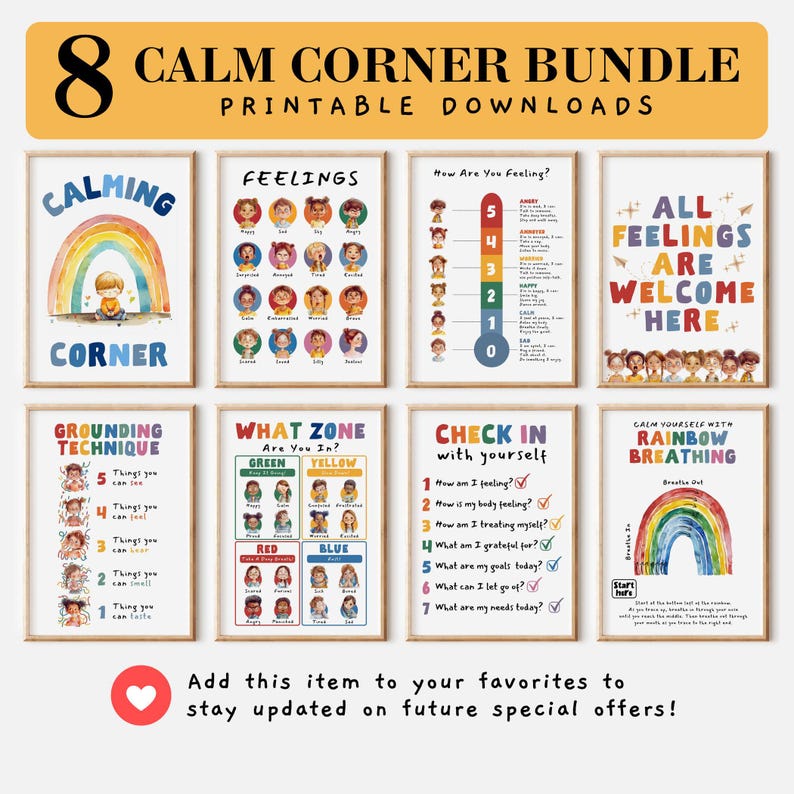 Calm Corner Posters, Calming Corner Posters, Homeschool Decor, Feelings ...