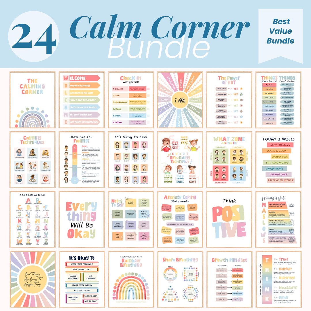 Calm Corner Bundle, Therapy Office Decor, Psychologist Resources ...