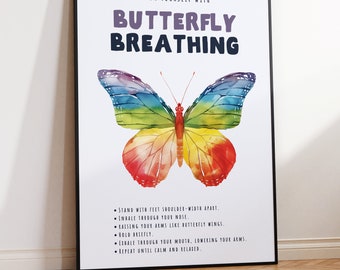 Mindful Breathing Poster, Coping Skill Poster, Breathing Technique ...