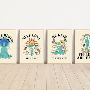 8 Retro Mental Health Posters, School Counseling Posters, Mental Health ...