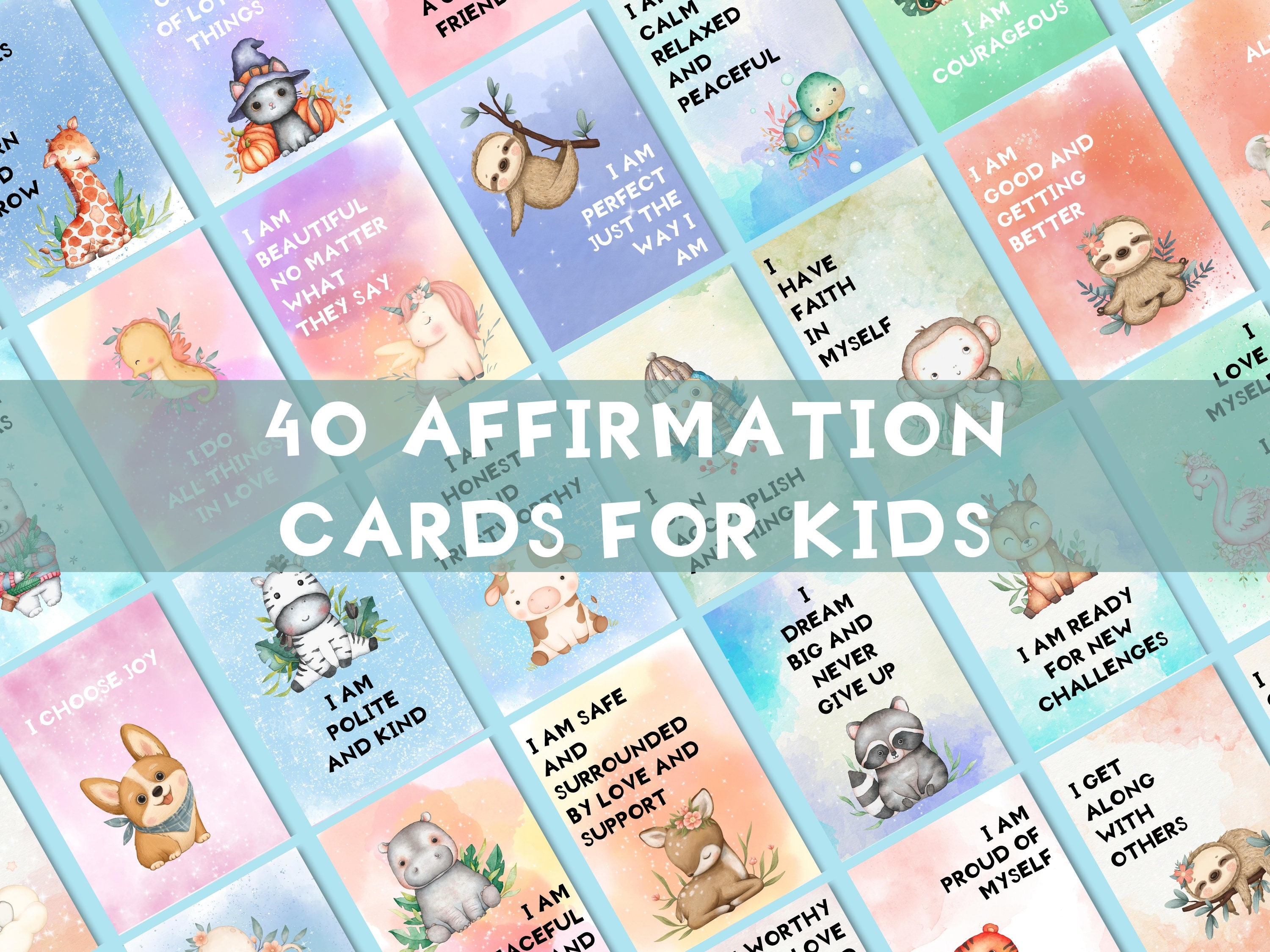 40 Affirmation Cards for Kids, Encouragement Cards, Positive ...