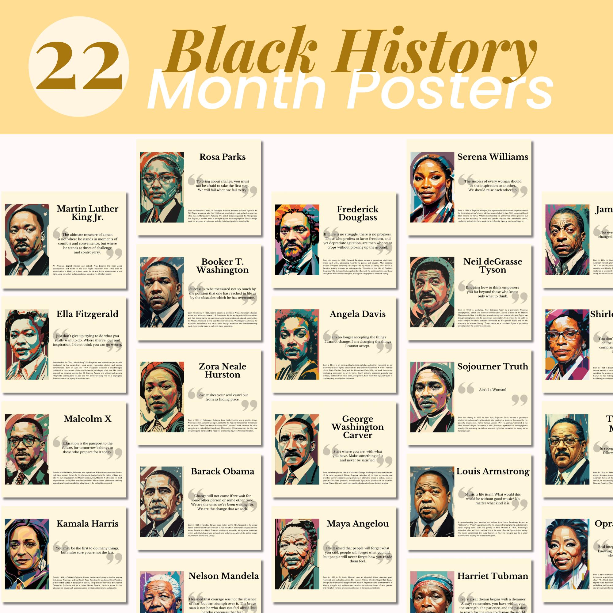 22 Black Icons Poster, Black History Month Poster for Classroom, Black ...