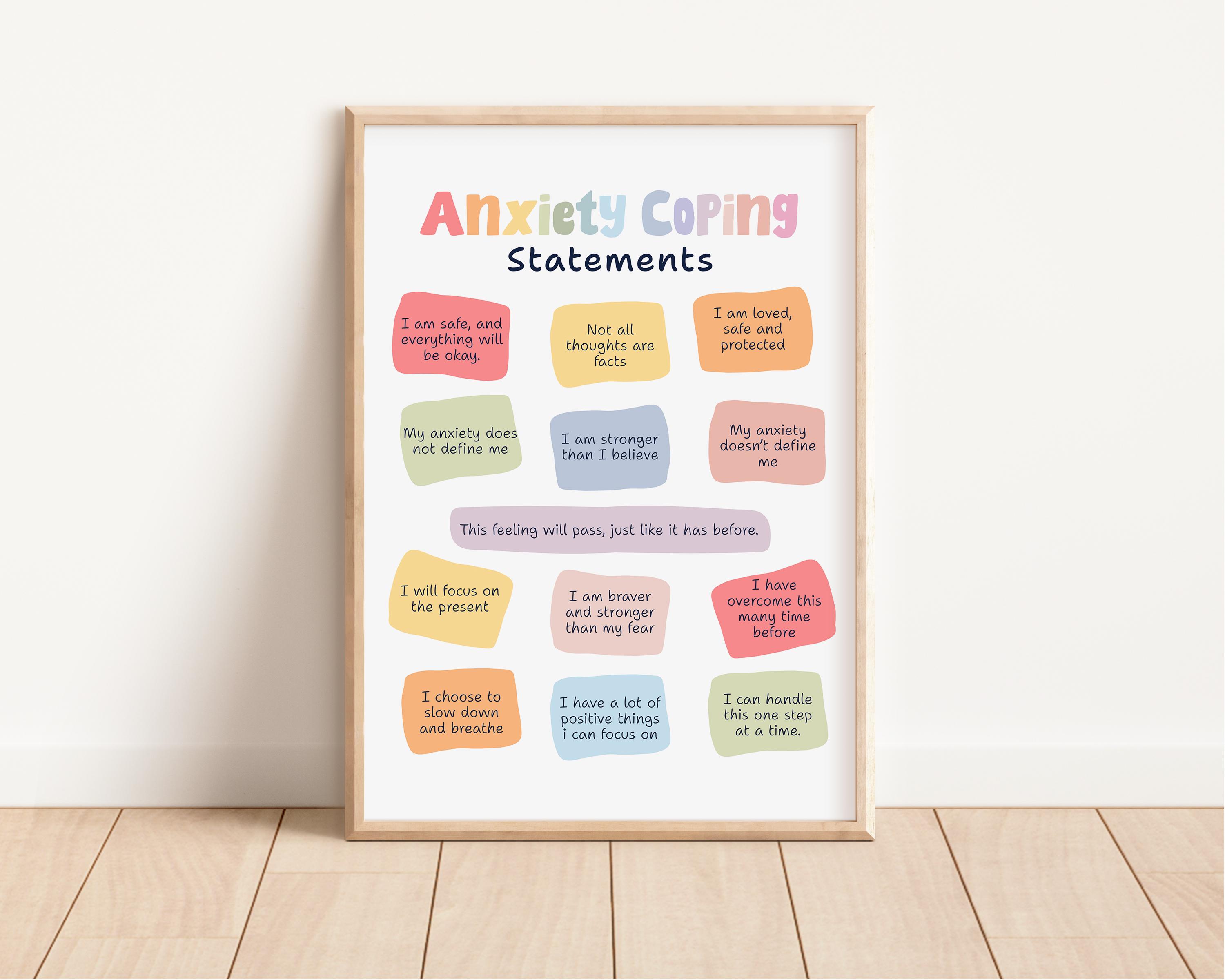 Anxiety Coping Statements Poster, Anxiety Affirmation, Grounding ...