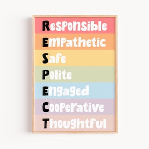 Respect Posters for Kids, Respect Print, Rainbow Classroom Decor ...