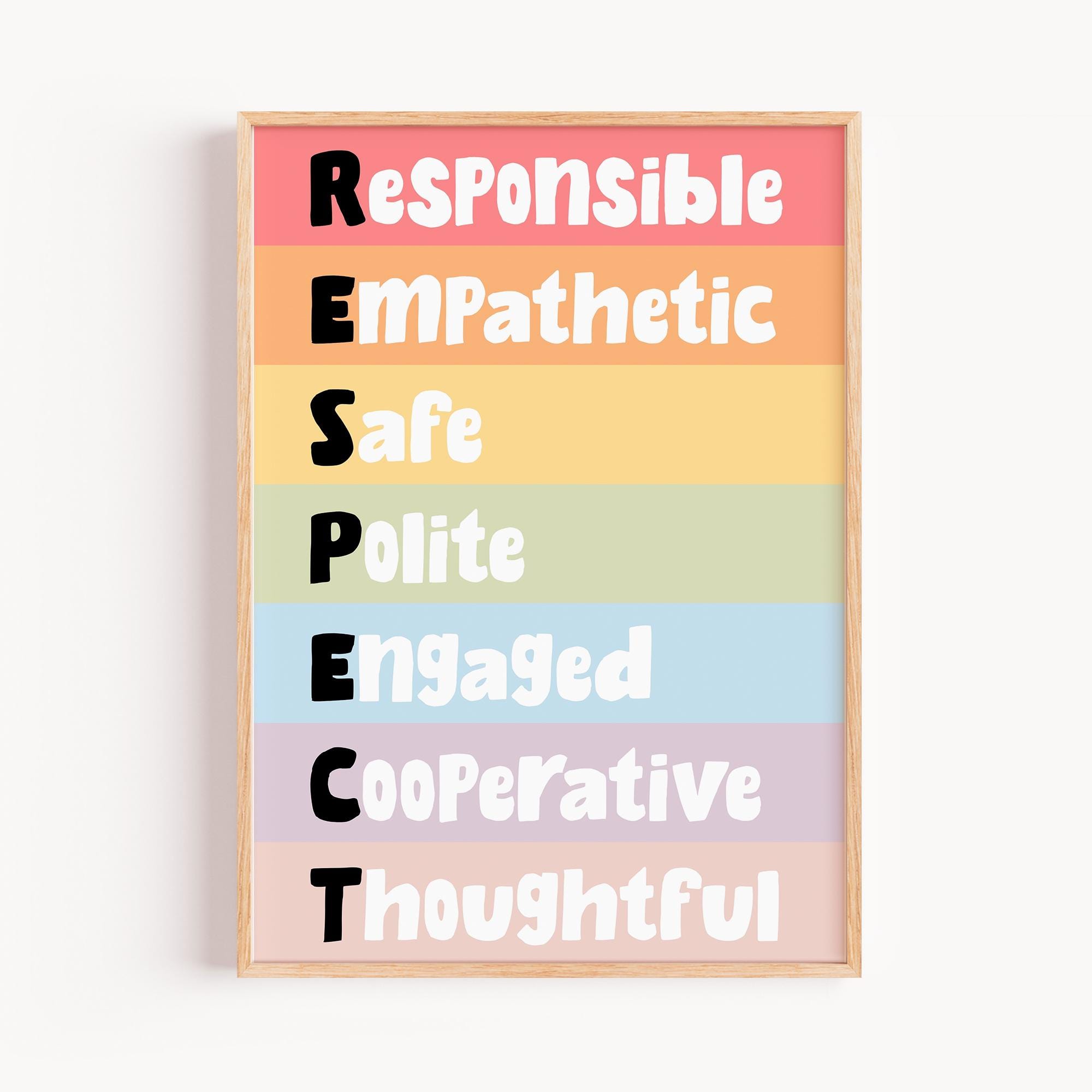 Respect Posters for Kids, Respect Print, Rainbow Classroom Decor ...