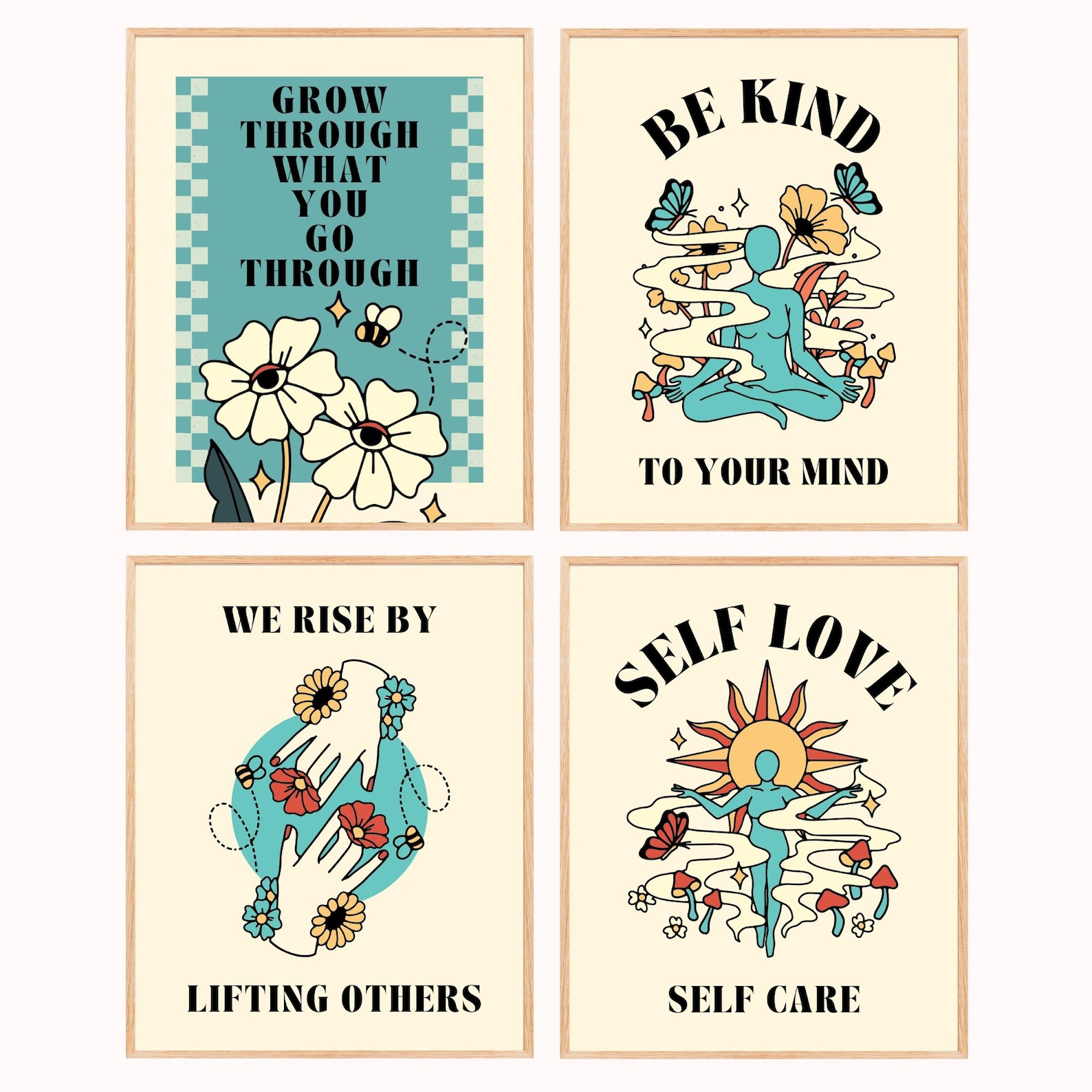 8 Retro Mental Health Posters, School Counseling Posters, Mental Health ...