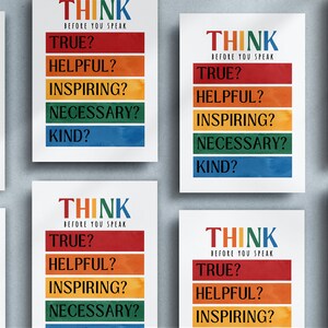 THINK Poster, Think Before You Speak Poster, Classroom Poster ...