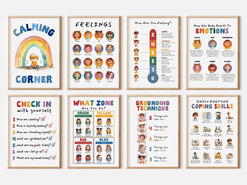 Calm Down Corner Posters Montessori Classroom Homeschool Decor Feelings ...