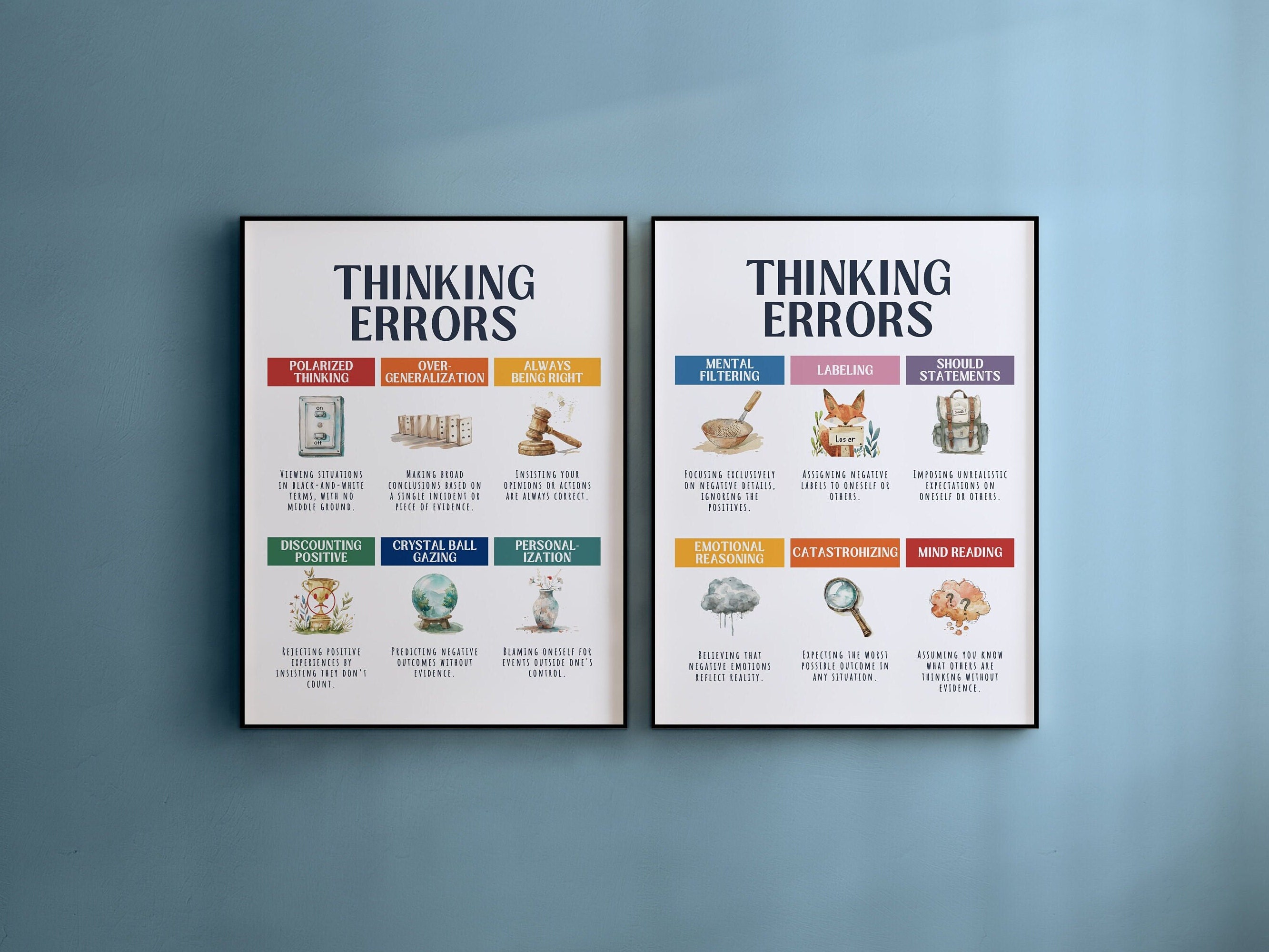 Thinking Errors Poster, Cognitive Distortion Poster, Mental Health ...