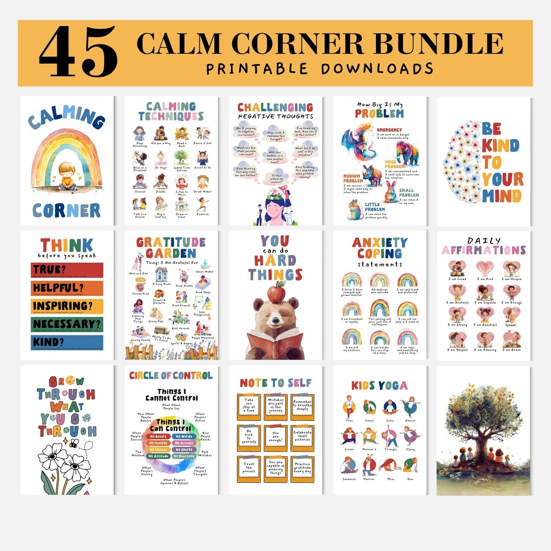 45 Calm Corner Poster Calm Down Corner Montessori Classroom Homeschool ...