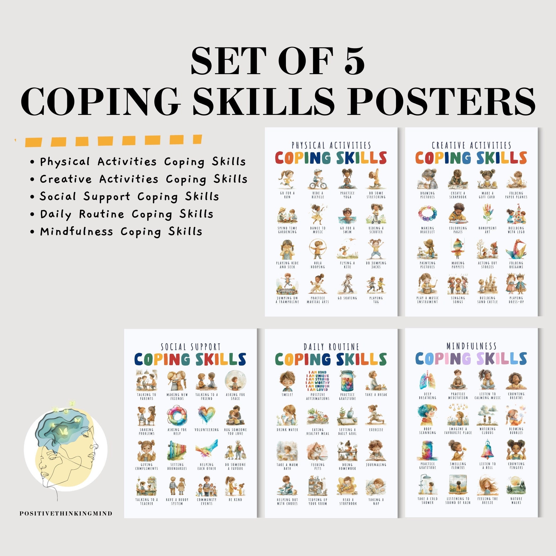 Coping Skills Poster, Emotional Regulation for Kids Adults, Calming ...