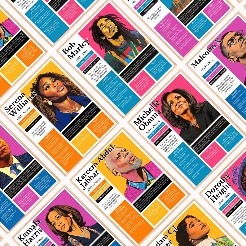 120 African American Icons Black History Month Posters, Juneteenth ...