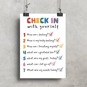 Check in With Yourself Poster, Self Care Printable, Feelings Check in ...