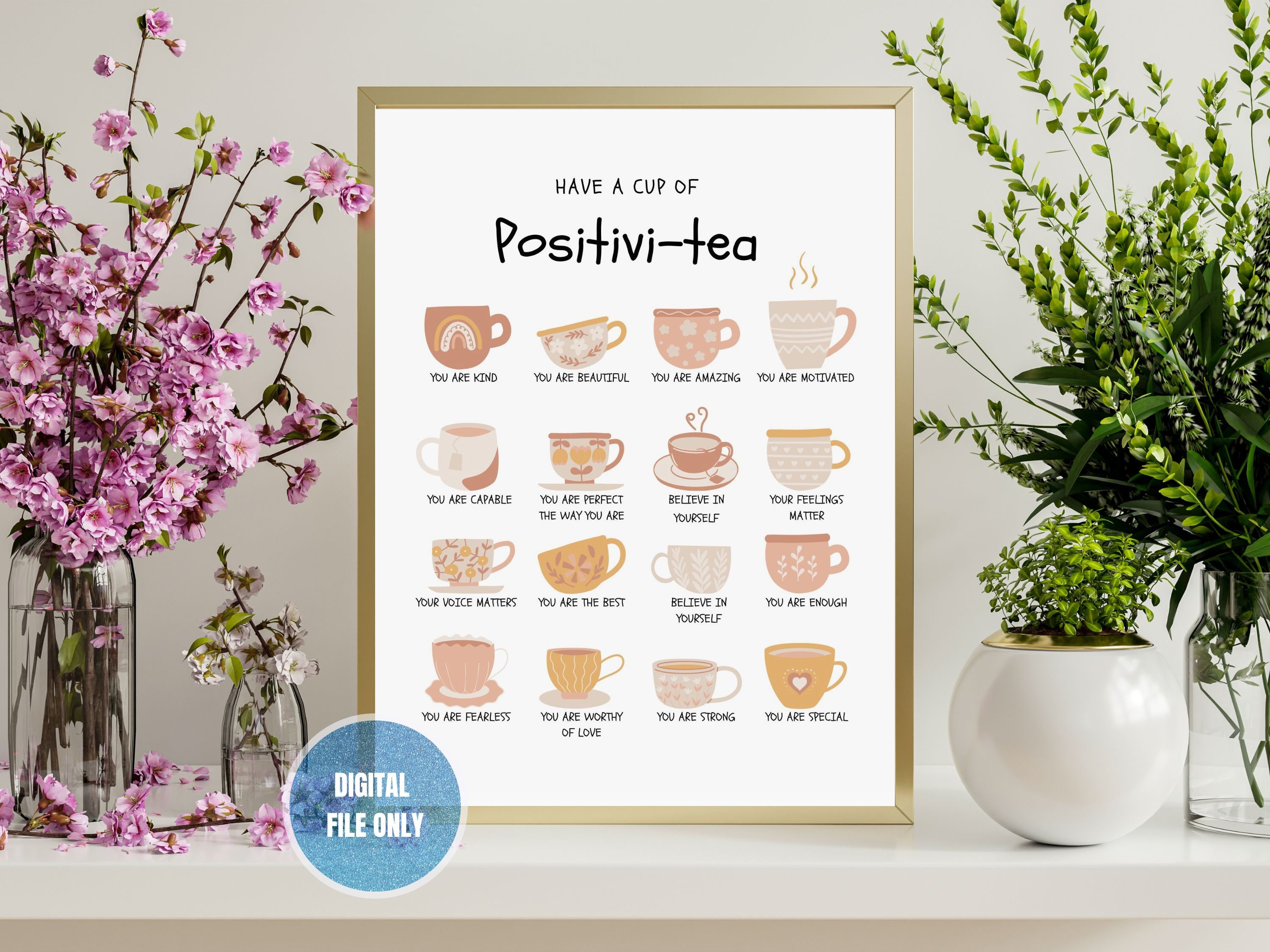 Positivitea Positive Affirmations Poster Affirmations Poster - Etsy UK