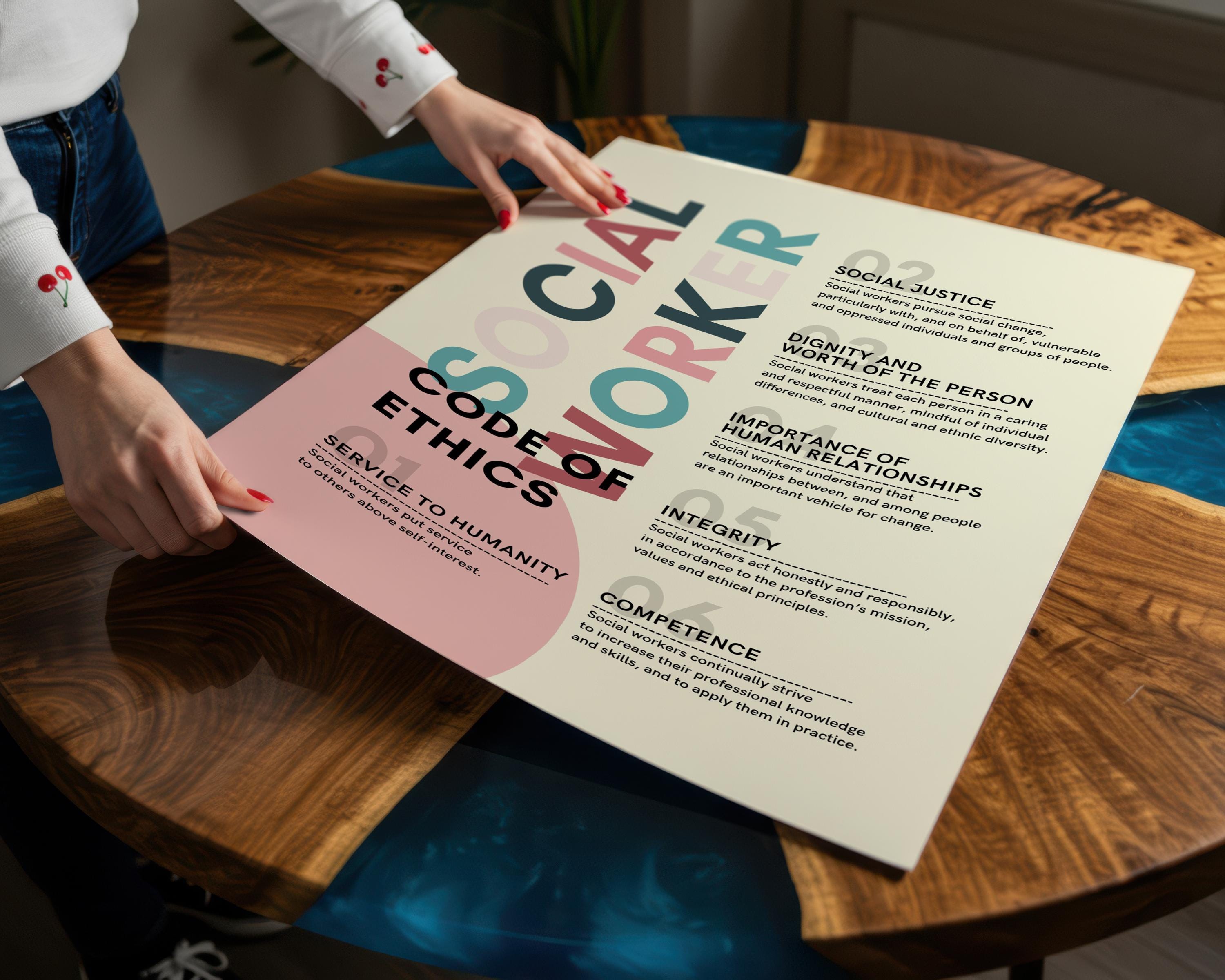 Social Worker Code of Ethics Prints, Social Work Values, NASW Code of ...