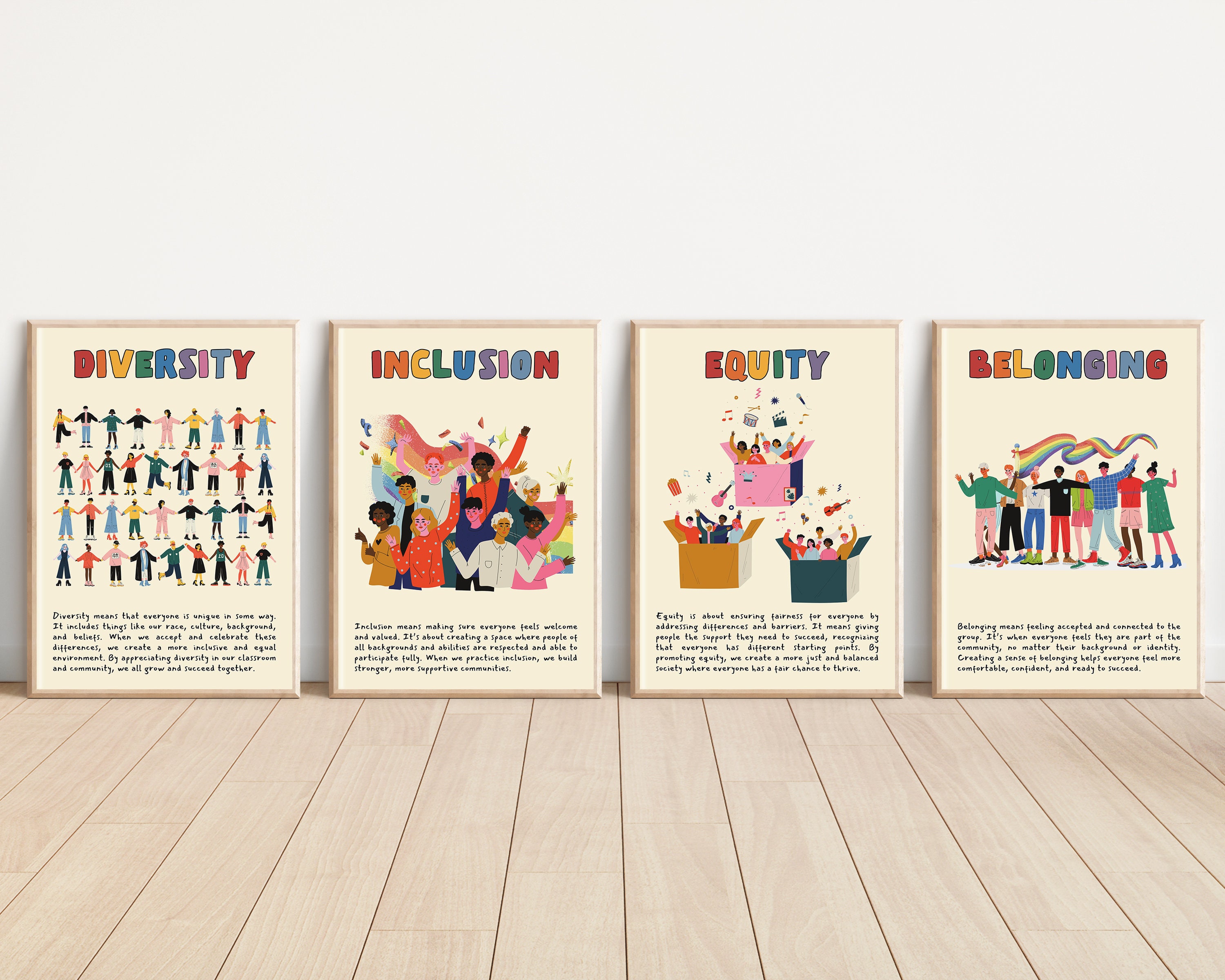 DEIB Poster Set Retro Diversity Equity Inclusion Bulletin Board ...