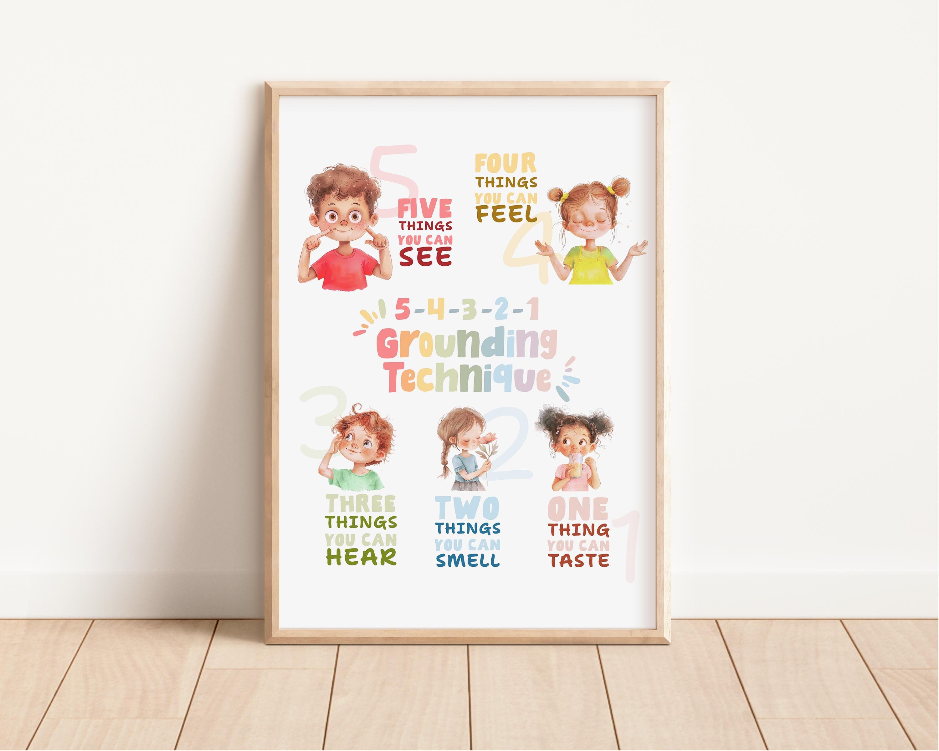 54321 Grounding Technique, Coping Skills Poster, Self Care Mental ...