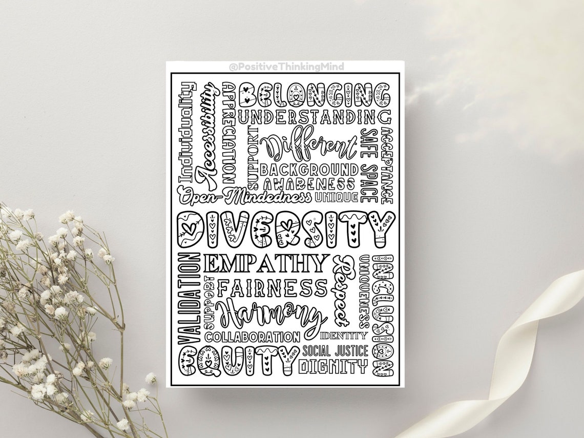Inclusive & Affirmative Kids Coloring Pages 15 Digital Printable Sheets ...