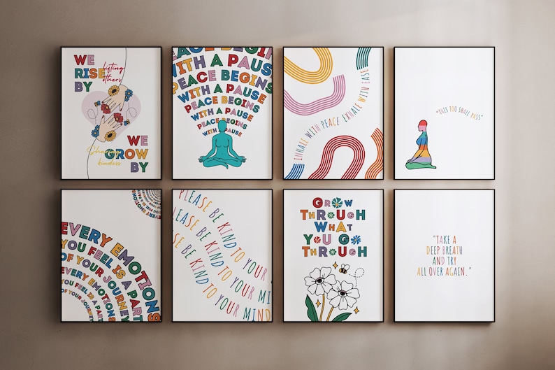 Set of 8 Retro Mental Health Posters, School Counseling Posters ...