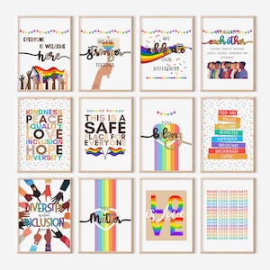 18 LGBTQ Prints, Diversity and Inclusion Posters, Safe Space Sign ...