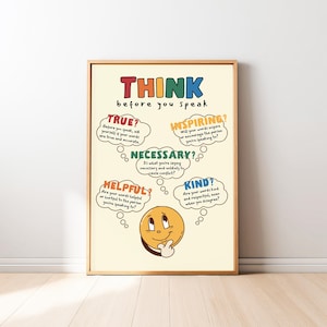 THINK Before You Speak Sign, Classroom Decor Poster, Think Acronym ...
