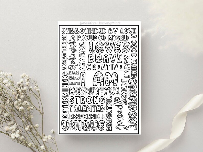 Inclusive Coloring Pages, Positive Affirmation Coloring Worksheet ...