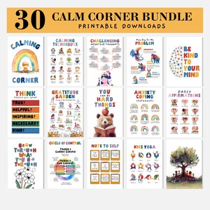 30 Calm Corner Poster Calm Down Corner Montessori Classroom Homeschool ...