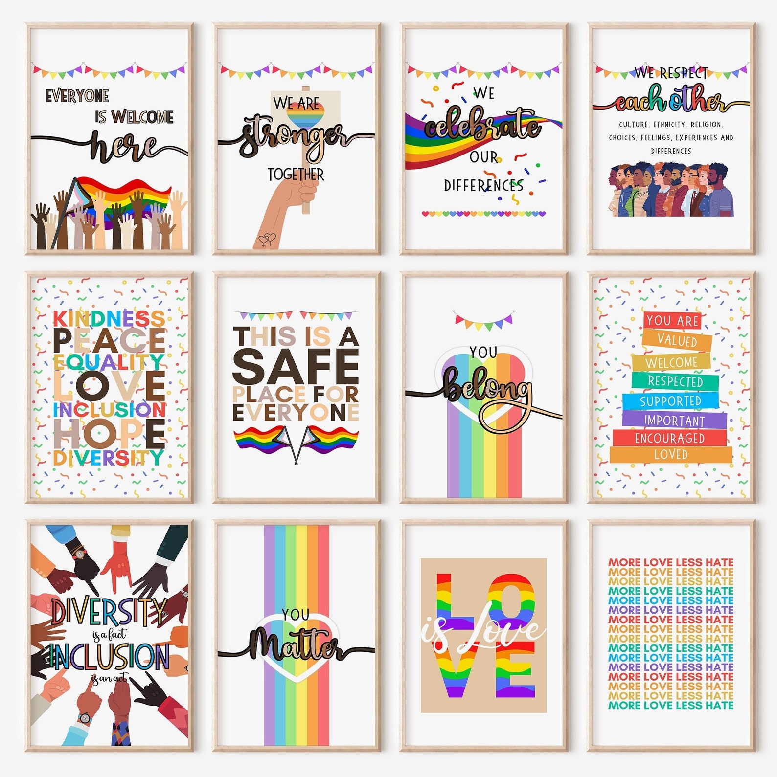 18 Diversity Poster, Diversity and Inclusion, LGBTQ Prints, You Matter ...