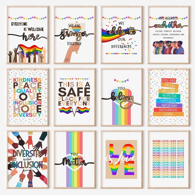 Celebrate Inclusion and Diversity, 18 Diversity Poster Set, Inclusive ...