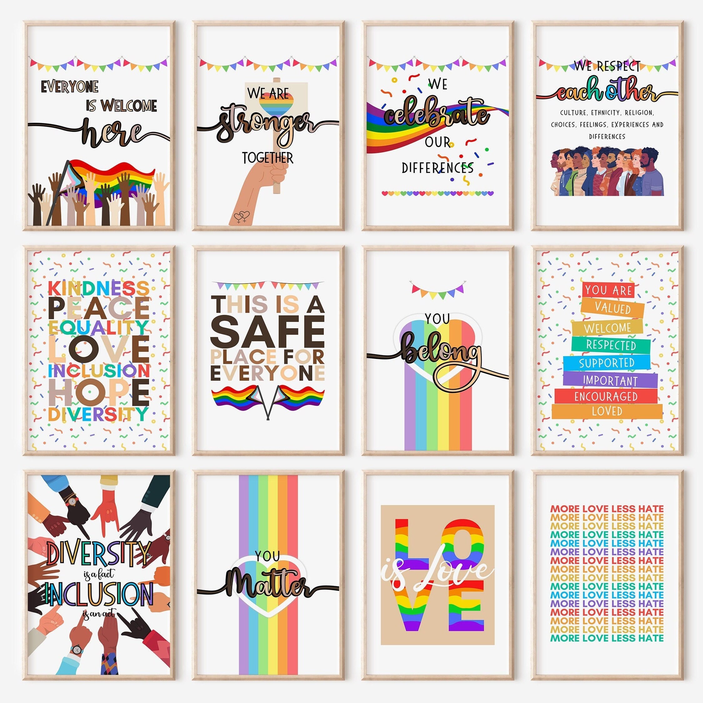 18 Diversity Poster, Diversity and Inclusion, LGBTQ Prints, You Matter ...