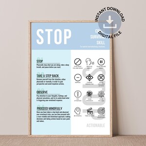 STOP DBT Poster, Crisis Survival Skill, DBT Skill Poster, Mental Health ...