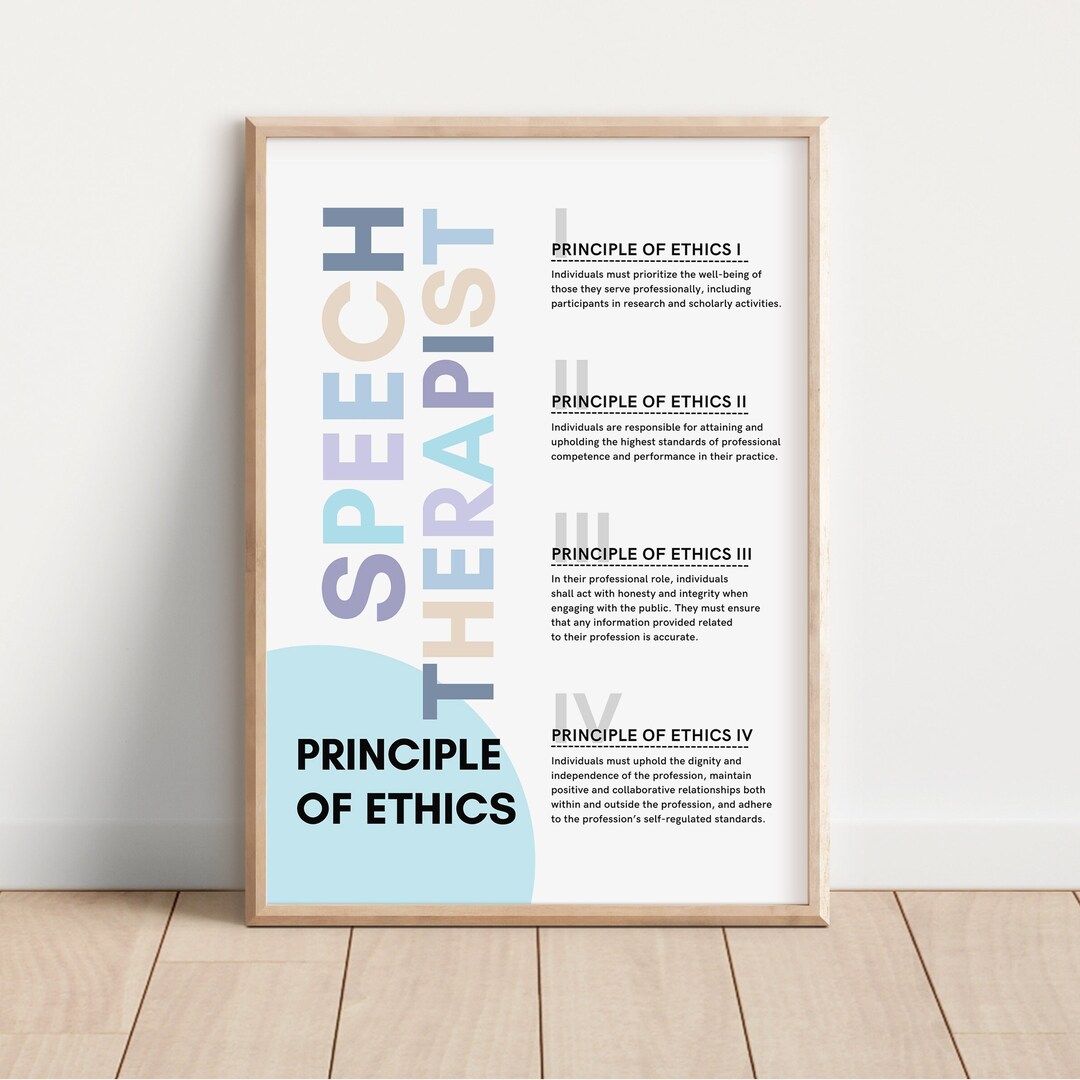 Speech Therapist Principle of Ethics, SLP Office Decor, Speech ...