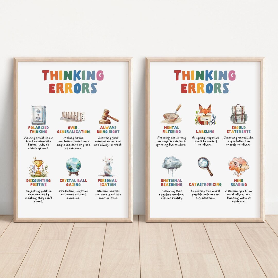 Cognitive Distortions Poster, Cognitive Bias, Thinking Errors ...