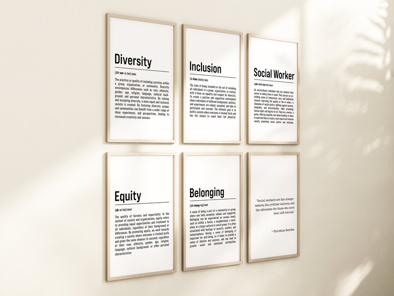 Set of 6 Social Worker Definition Poster, Diversity Definition Poster ...