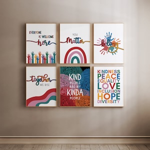 Set of 12 Diversity and Inclusion Posters, School Counselor Office ...