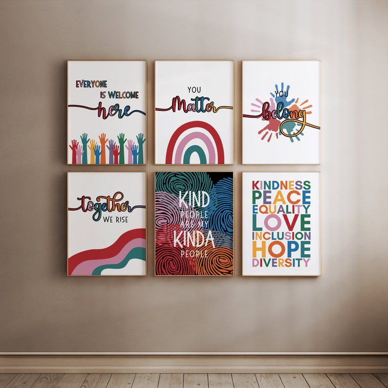 Set of 12 Diversity and Inclusion Posters, School Counselor Office ...