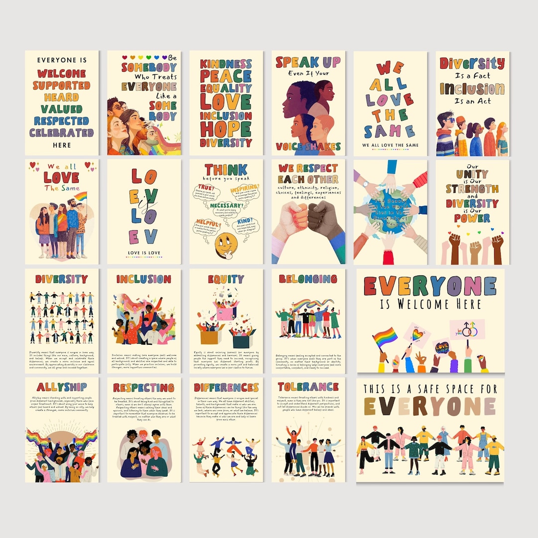 Set of 24 Multicultural Poster, Diversity Print, Inclusion Wall Art ...
