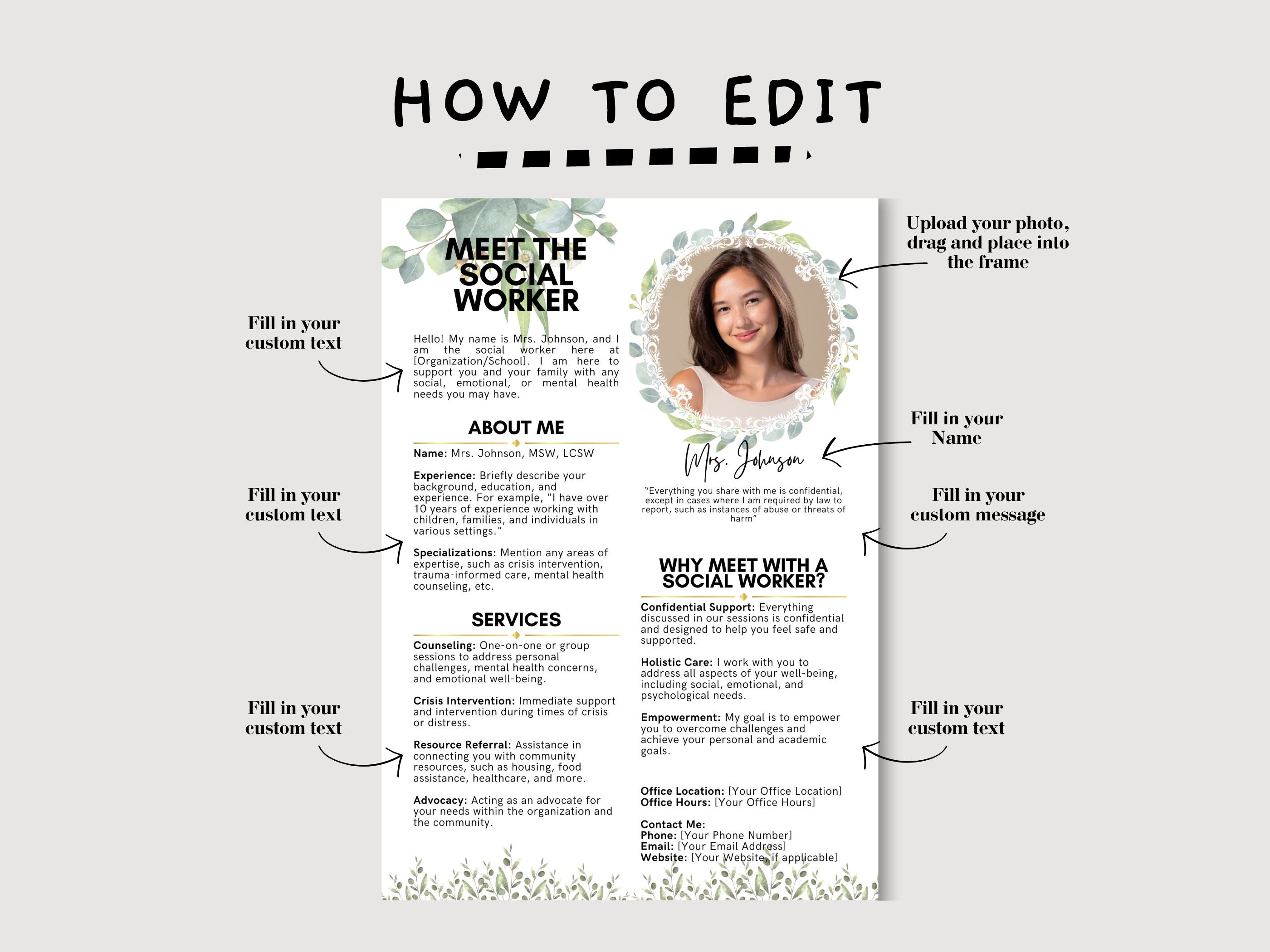 Meet the Social Worker, Resume Template Canva, Social Work Resources ...