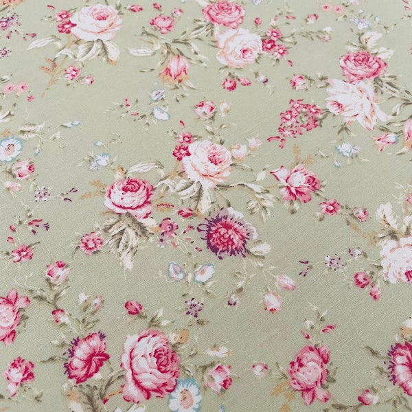 Rose Floral Fabric - Etsy UK