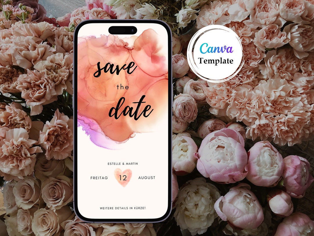 Save the Date Digital Invitation Card Ecard Canvas Templates Wedding ...