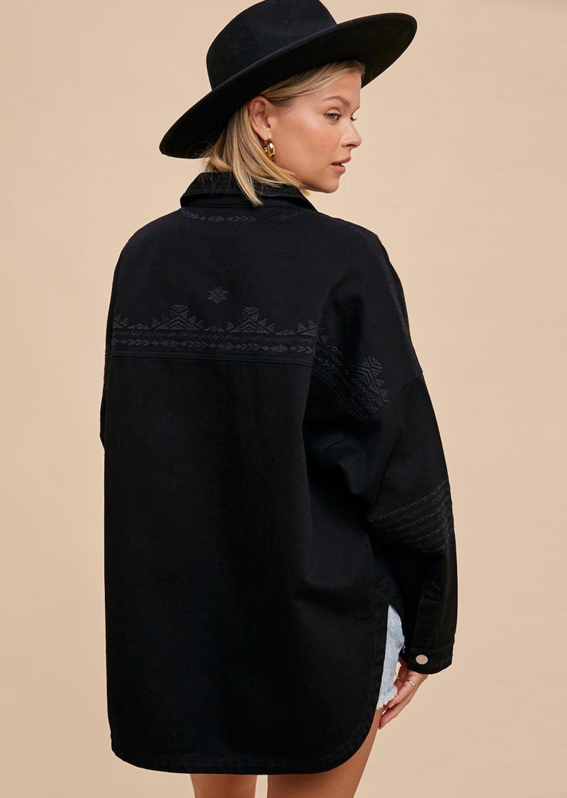 Cortney Embroidered Western Shacket Embroidery Bohemian - Etsy