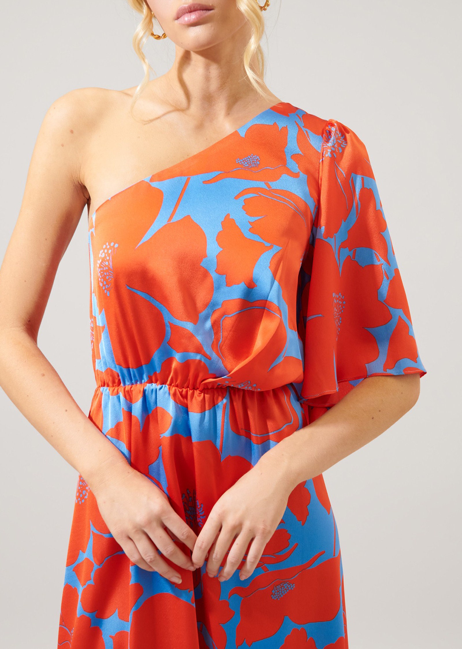 Carly One Shoulder Poppy Dress, One Shoulder Long Dress, Wedding Guest ...