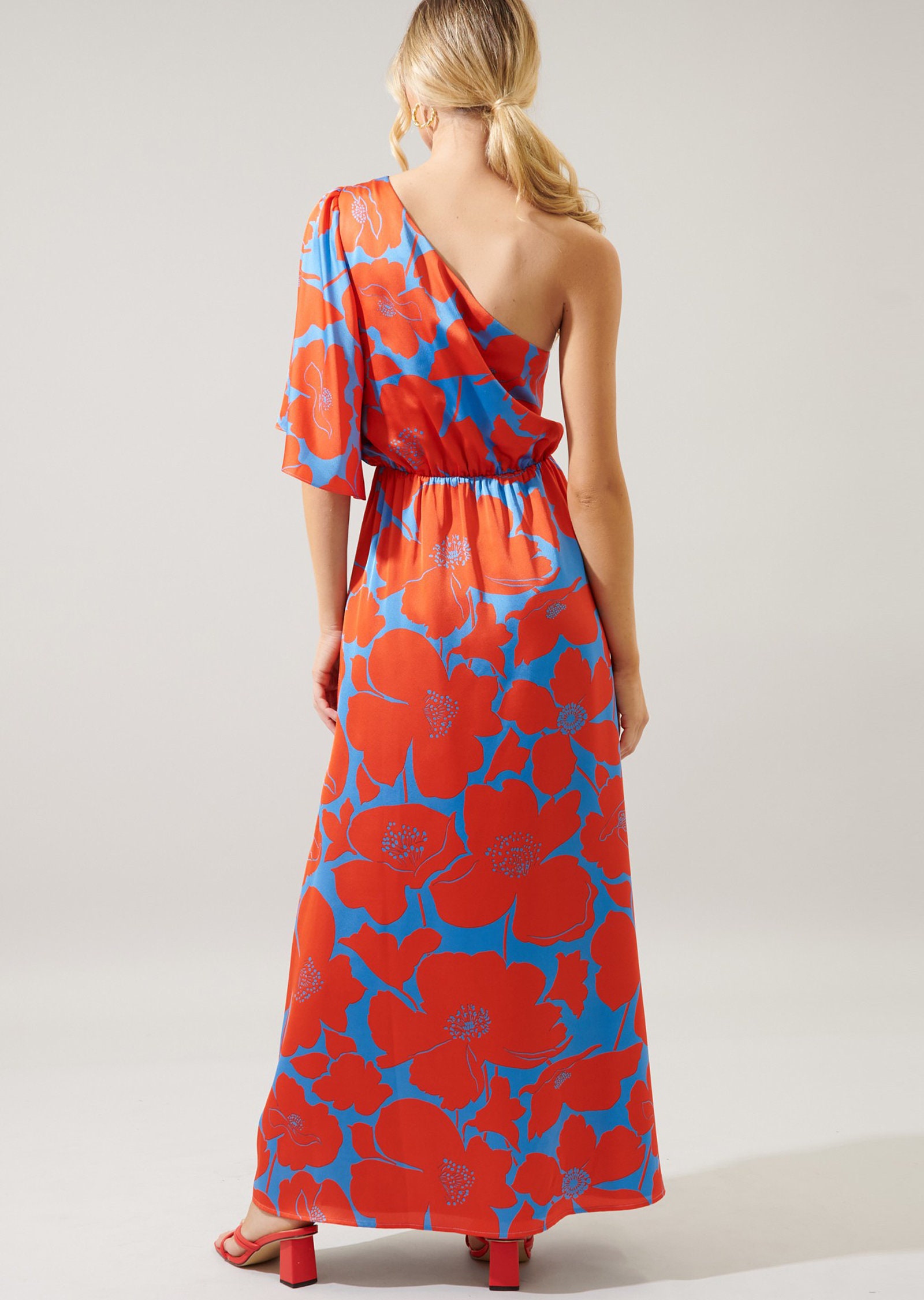 Carly One Shoulder Poppy Dress One Shoulder Long Dress - Etsy