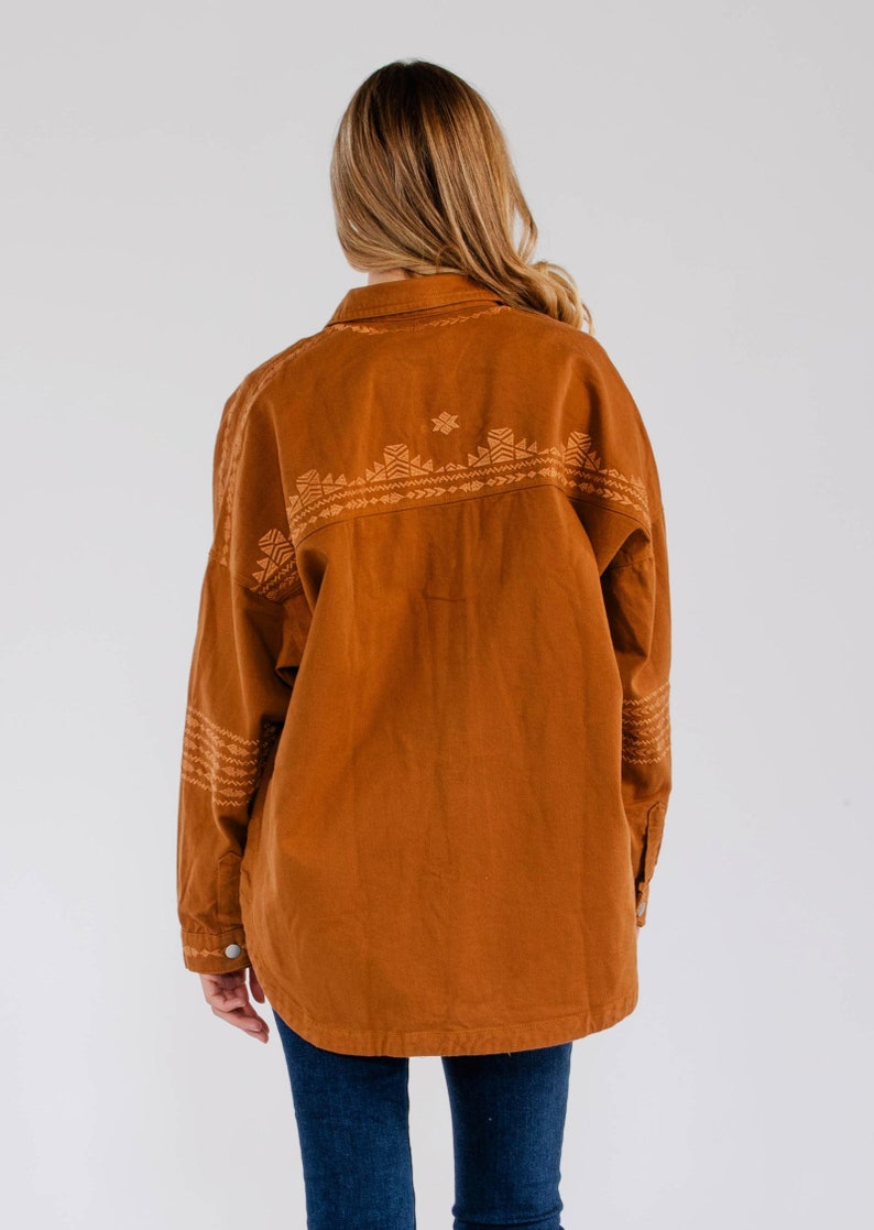 Cortney Embroidered Western Shacket, Embroidery, Bohemian Button Down ...